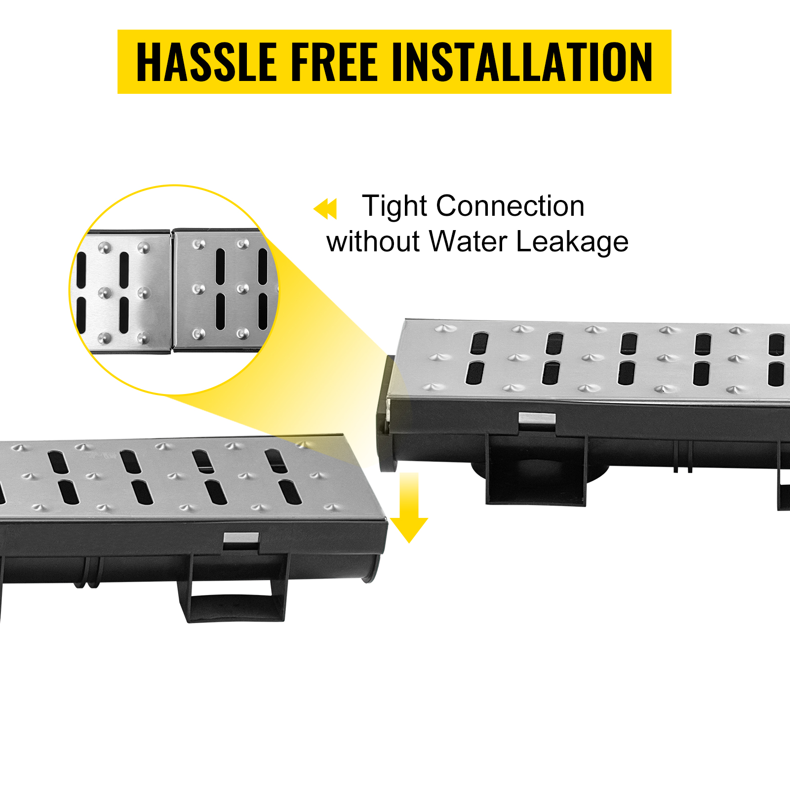 VEVOR Trench Drain System, Channel Drain with Metal Grate, 5.7x3.1-Inch ...