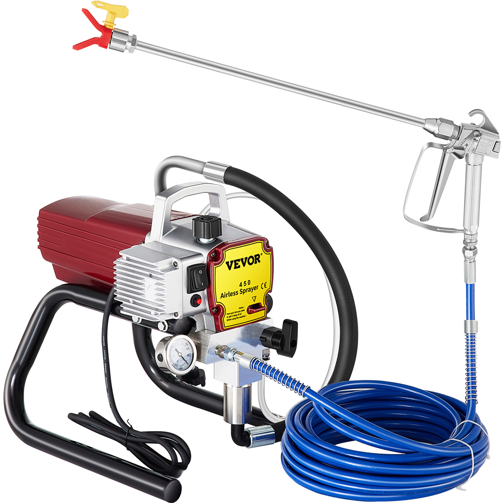 Vevor High Pressure Airless Wall Paint Spray Gun Sprayer 1500W Machine ...