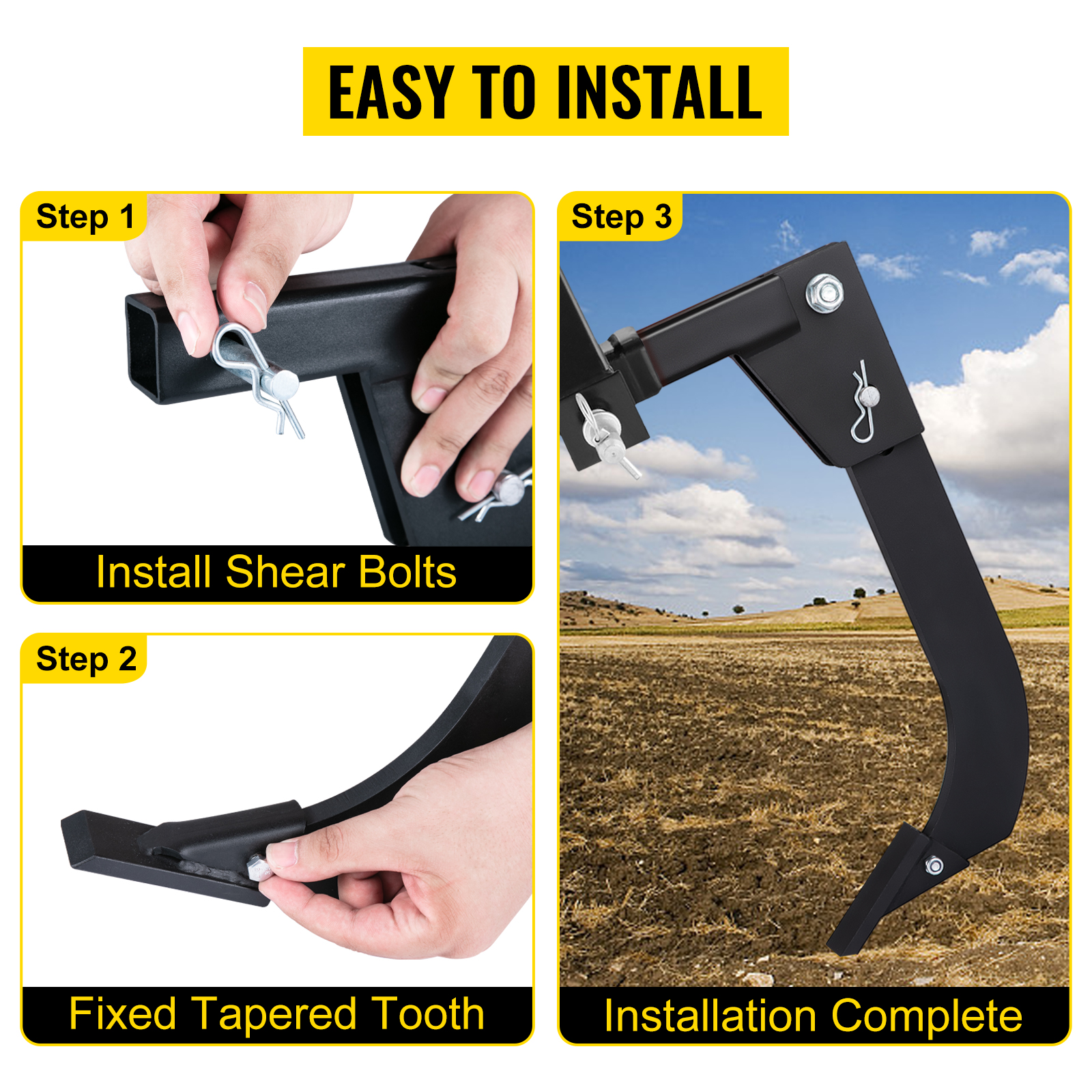 VEVOR Hitch Mounted Ripper, 16" Shank Length Box Scraper Shank, 4 Hole ...