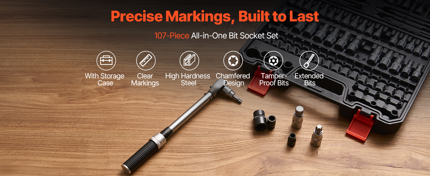 Bit Socket Set 107-Piece SAE και Metric Hex/Torx/E-Torx/Tamper-Proof ...