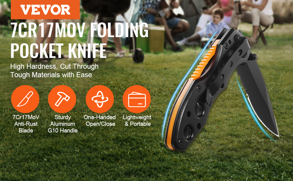 Folding Pocket Knife 3 in/7.6 cm 7Cr17Mov Blade Aluminum Handle Sharp ...