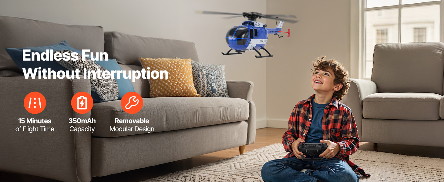 RC Helicopter 4 Channel Remote Control Aircraft Toy 6-Axis Gyro Kids ...