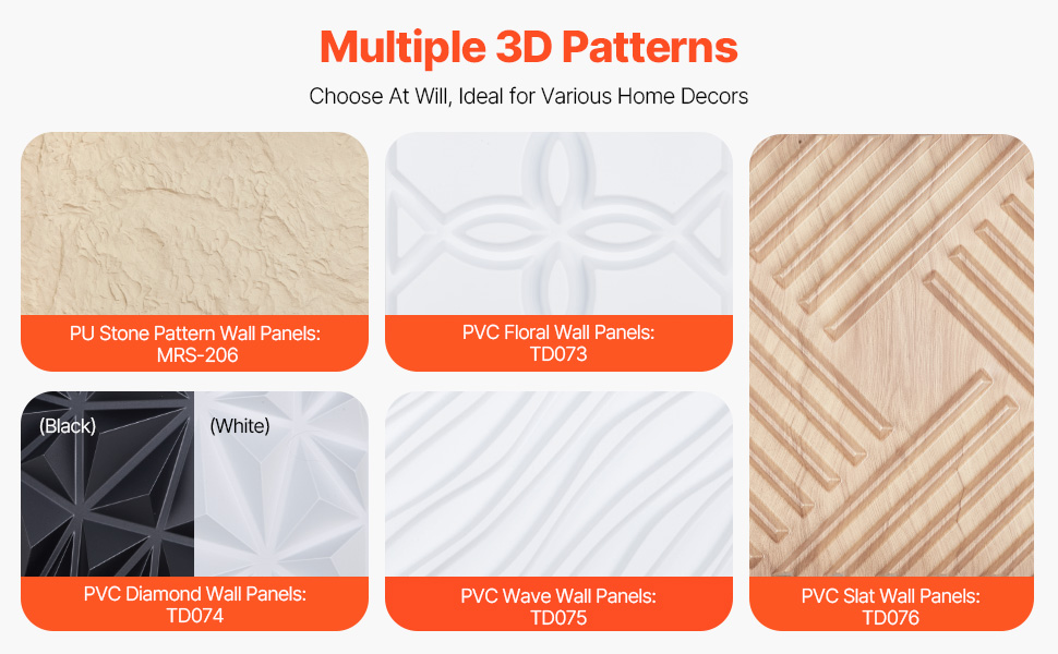 VEVOR 3D Wall Panels 33-Pack 11.81x11.81'' PVC 32 Sq.Ft Coverage ...