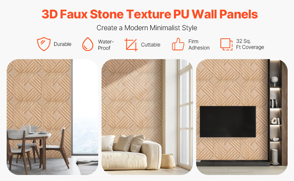 3D Wall Panels 12-Pack 19.7x19.7 in PVC 32 Sq.Ft Coverage Slat Light ...