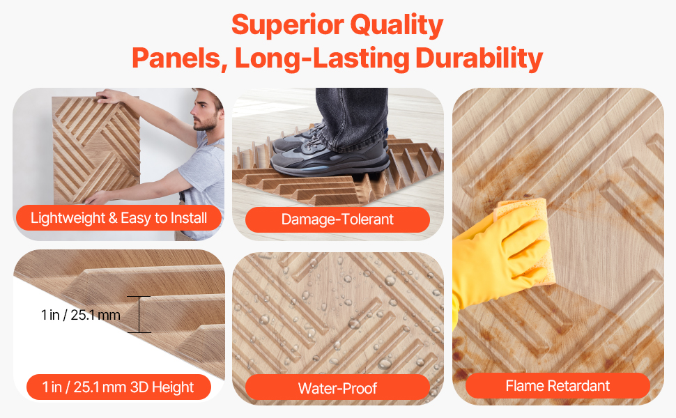 VEVOR 3D Slat Wall Panels 12-Pack 50x50cm PVC 2.97 m² Coverage Light ...