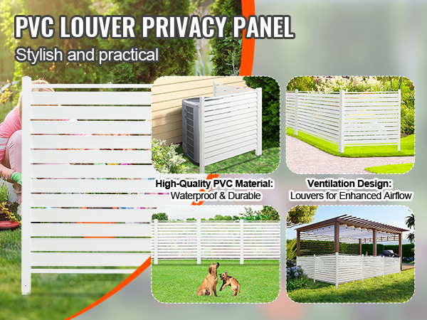 VEVOR 48" W x 48" H Vinyl Privacy Fence Panels, Air Conditioner Fence ...