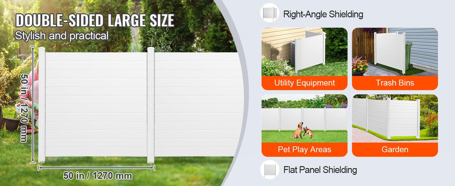 VEVOR Outdoor Privacy Screens 50" W x 50" H Air Conditioner Fence 2 ...