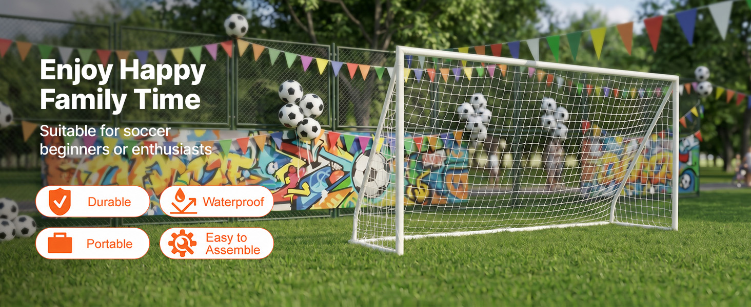 VEVOR Portable Soccer Goal, 12x6 ft Soccer Net, Adults Kids Backyard ...