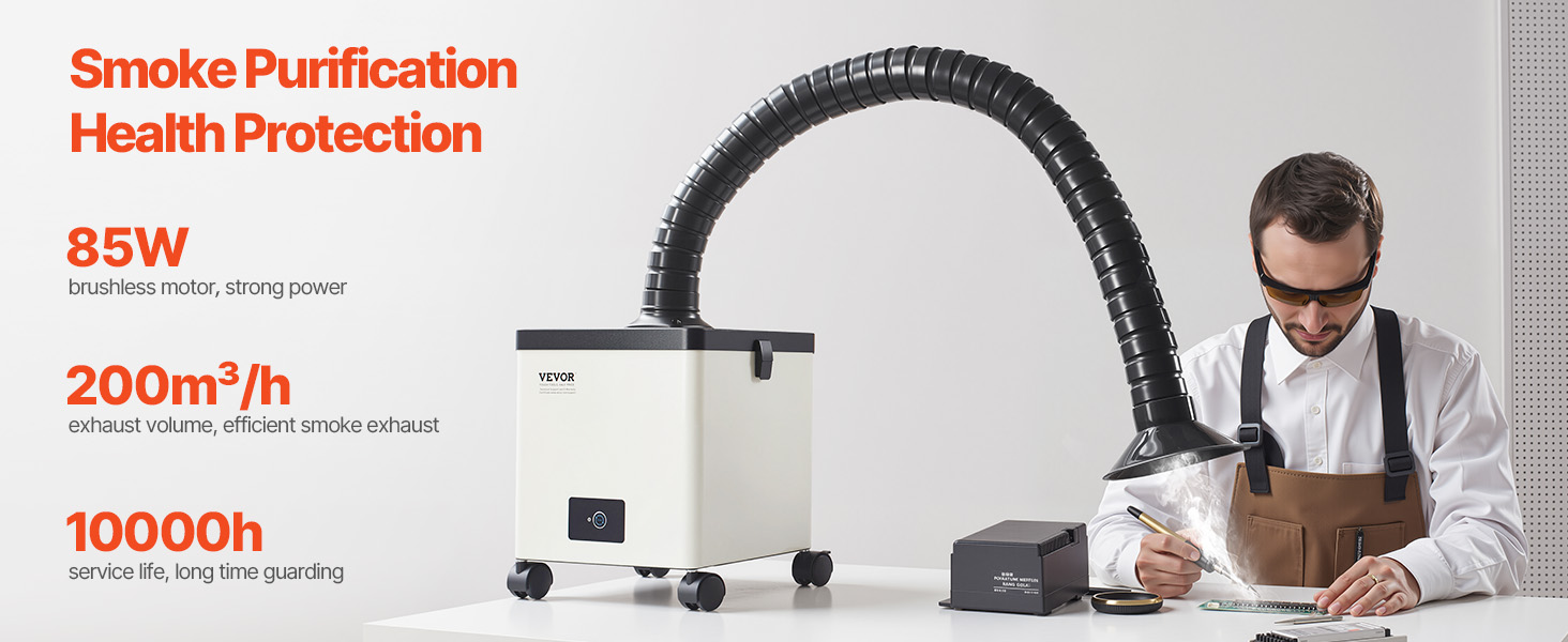 Solder Fume Extractor 85W Brushless Soldering Smoke Absorber & 3-Stage ...