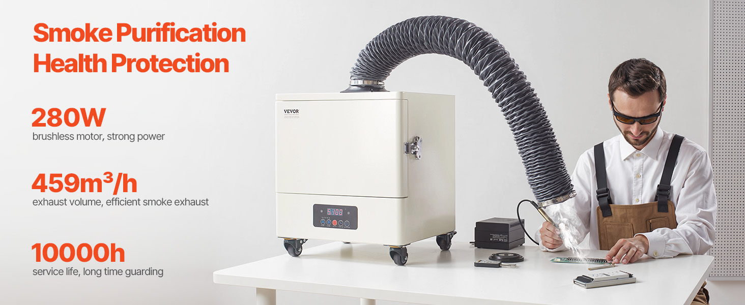 Solder Fume Extractor 459 m³/h 280W Brushless Motor 4-Stage Filters ...
