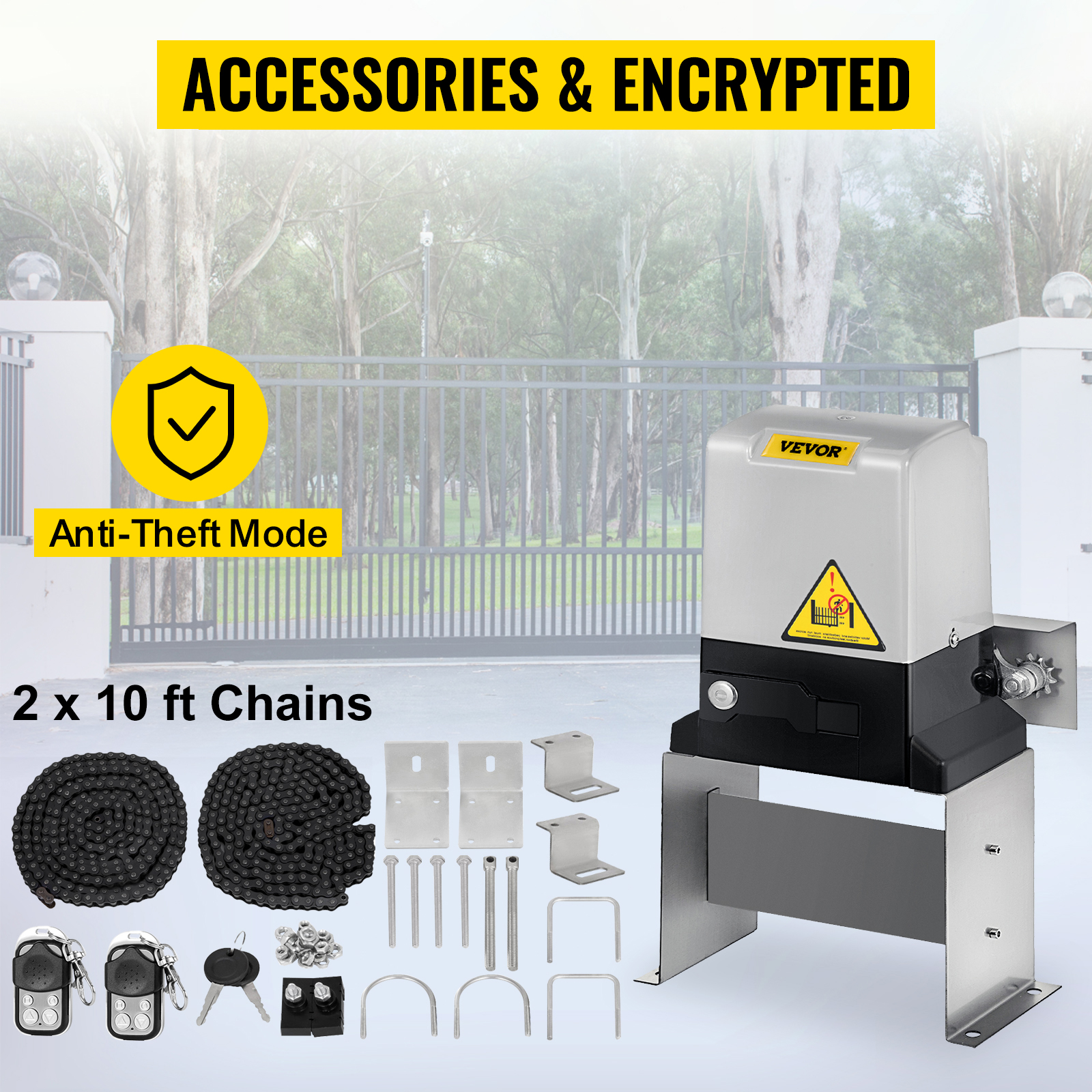 VEVOR Automatic Sliding Gate Opener 1400LBS with 2 Remote Controls ...