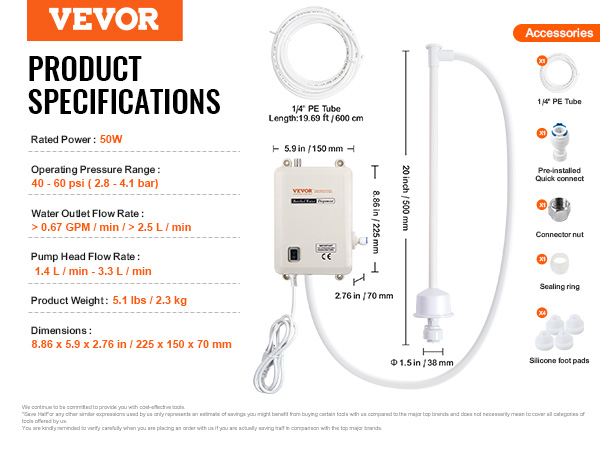 VEVOR Bottled Water Dispenser Pump System, 5 Gallon Dispensing System ...