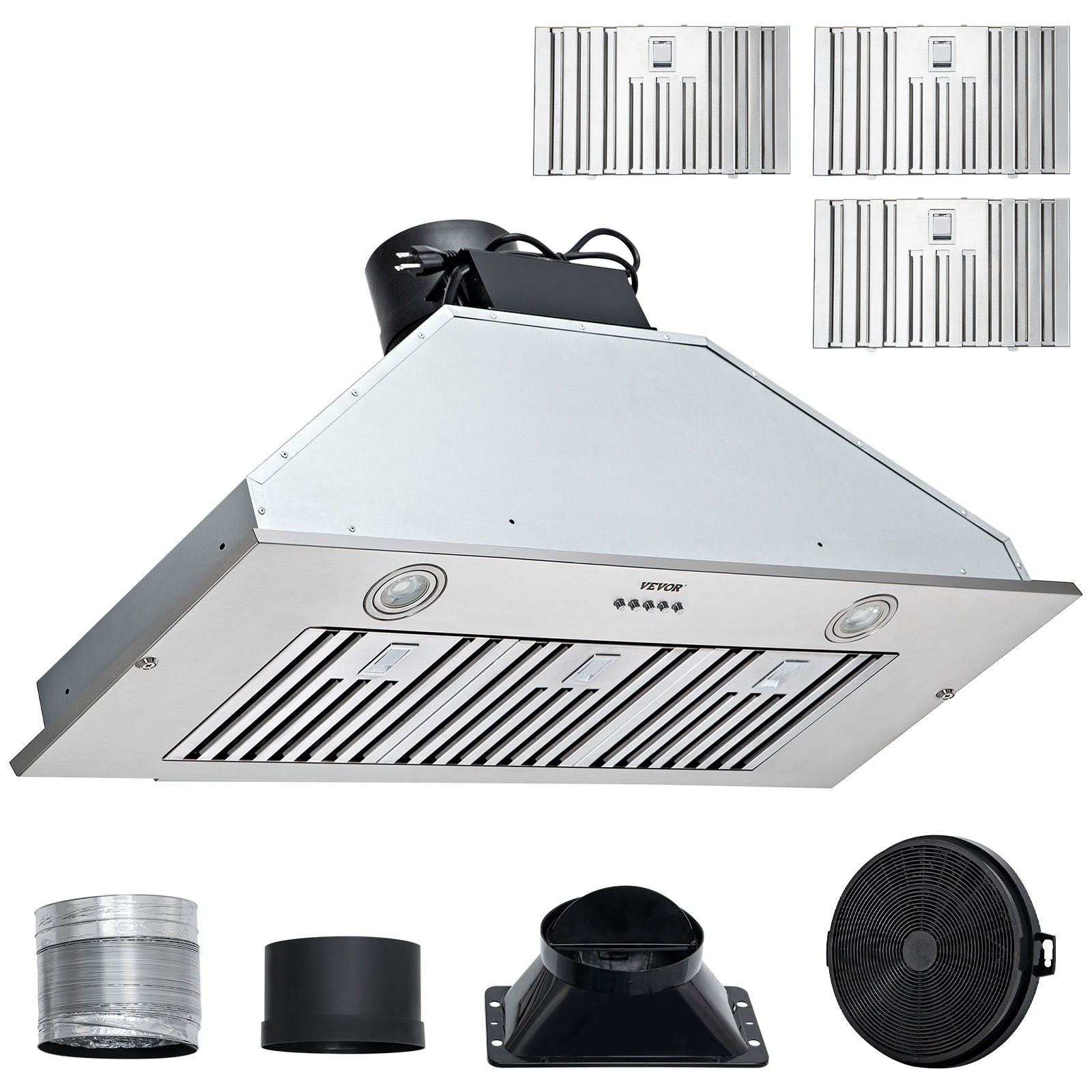 VEVOR Insert Range Hood, 800CFM 3-Speed, 36 Inch Stainless Steel Built ...
