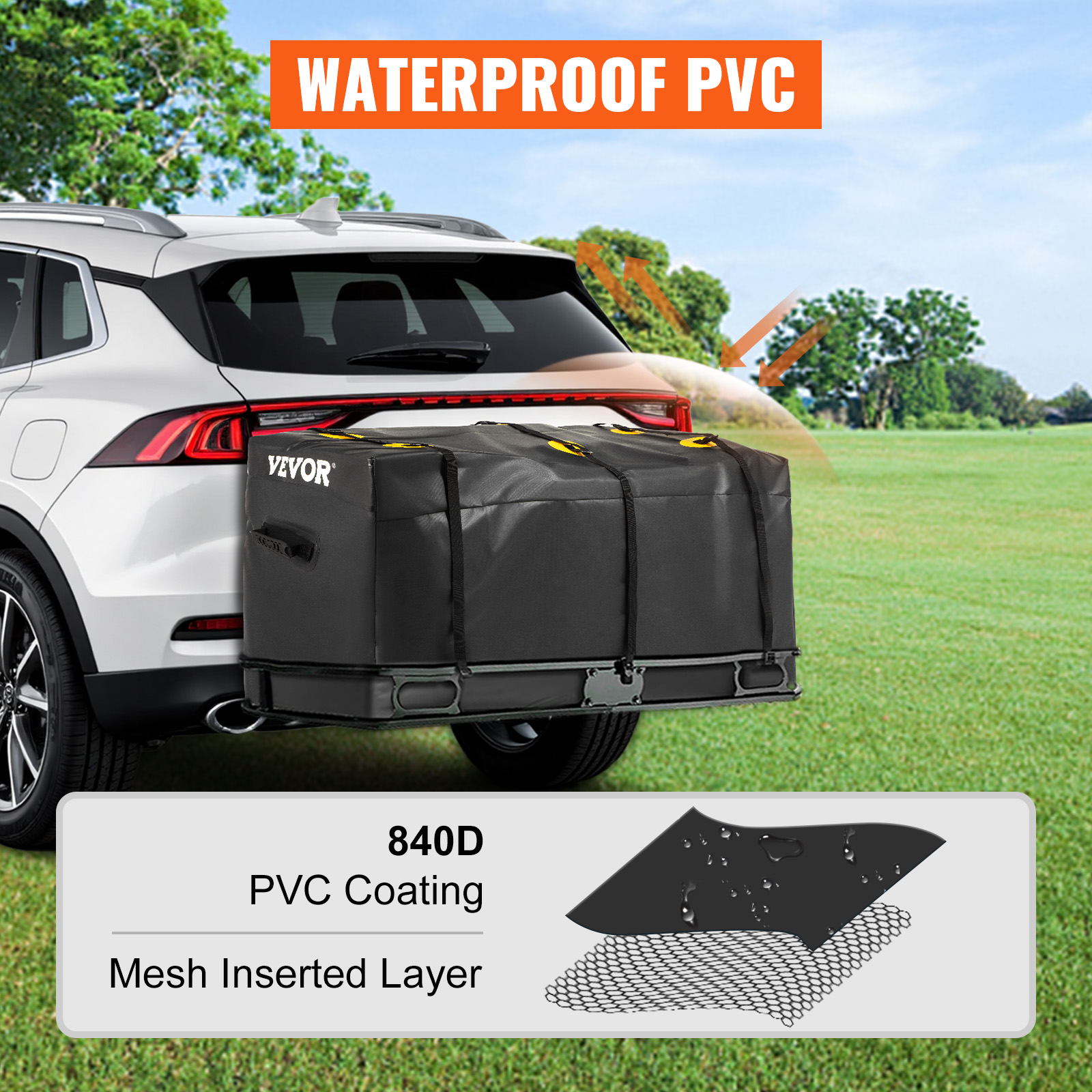 VEVOR Cargo Carrier Bag Car Luggage Storage Hitch Mount Waterproof 20 ...