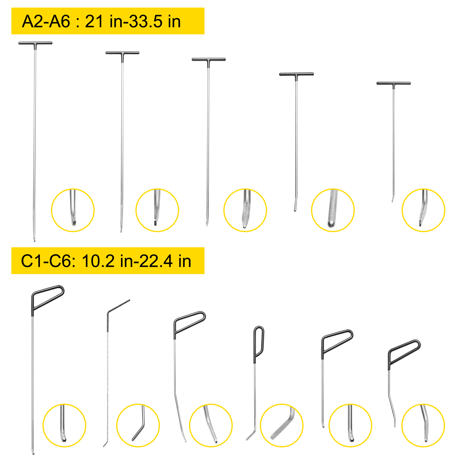 VEVOR Rods Dent Removal Kit, 21 Pcs Paintless Dent Repair Rods ...