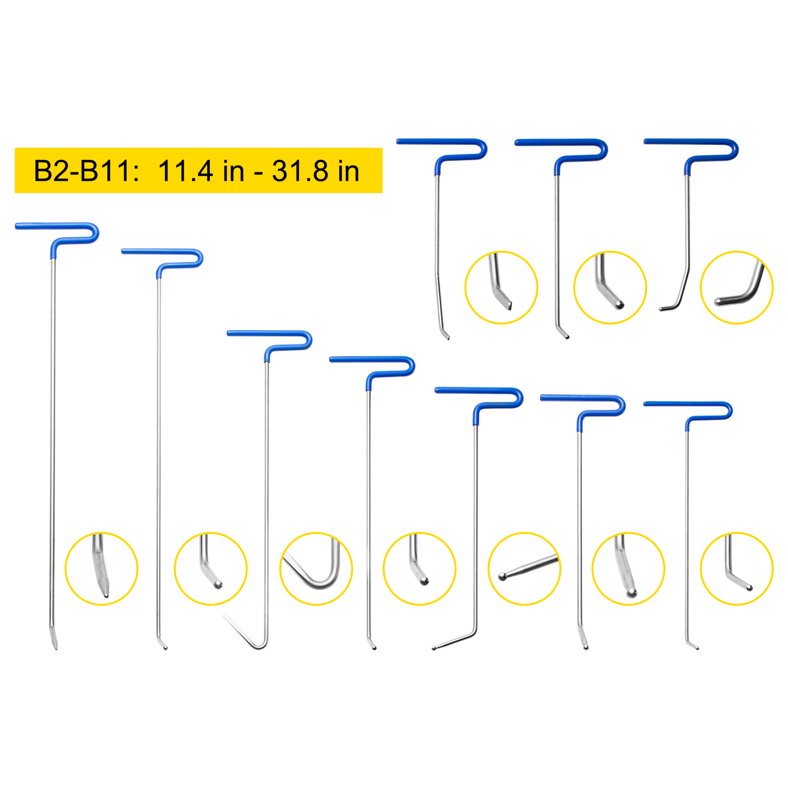VEVOR Rods Dent Removal Kit, 21 Pcs Paintless Dent Repair Rods ...