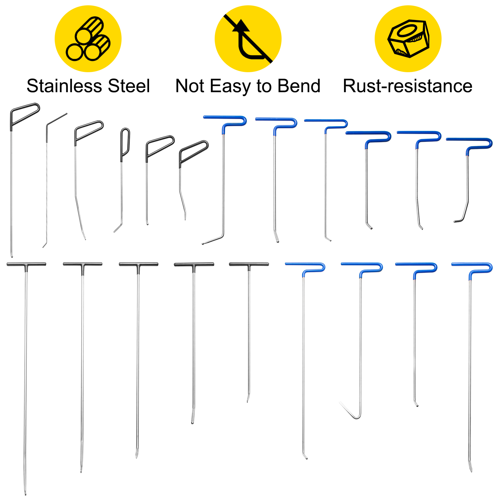 VEVOR Rods Dent Removal Kit, 21 Pcs Paintless Dent Repair Rods ...