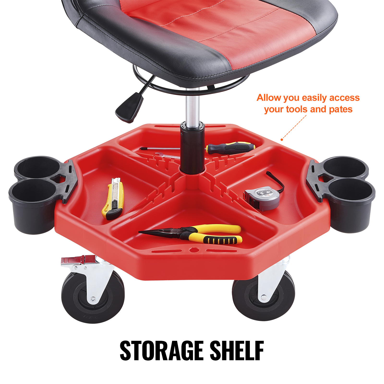 VEVOR Rolling Garage Stool 300LBS Adjustable Mechanic Work Shop Seat w ...