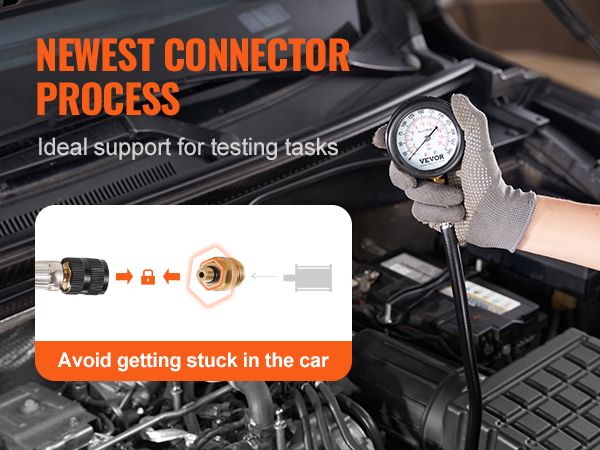 VEVOR Compression Tester Adapter Kit, 9 Pcs Automotive Engine Cylinder ...