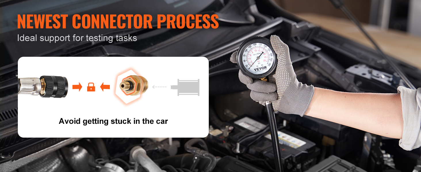 VEVOR Compression Tester Adapter Kit, 9 Pcs Automotive Engine Cylinder ...