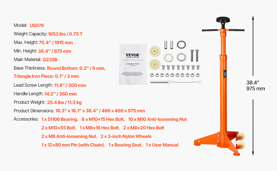 VEVOR Underhoist Support Stand 3/4Ton Capacity Under Hoist Jack Stand ...