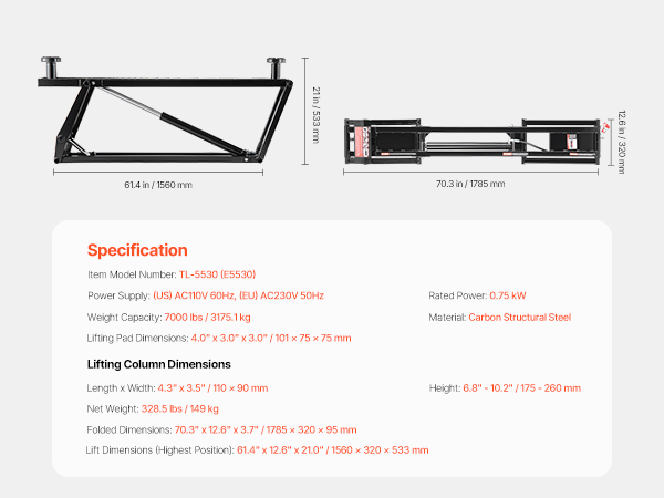 VEVOR 7000 lbs Car Lift Adjustable Car Lifts with Remote Control for ...