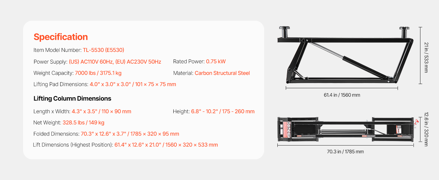 VEVOR 7000 lbs Car Lift Adjustable Car Lifts with Remote Control for ...