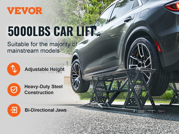 VEVOR Car Lift, 5,000 LBS Capacity Portable Car Lift, with Extended ...