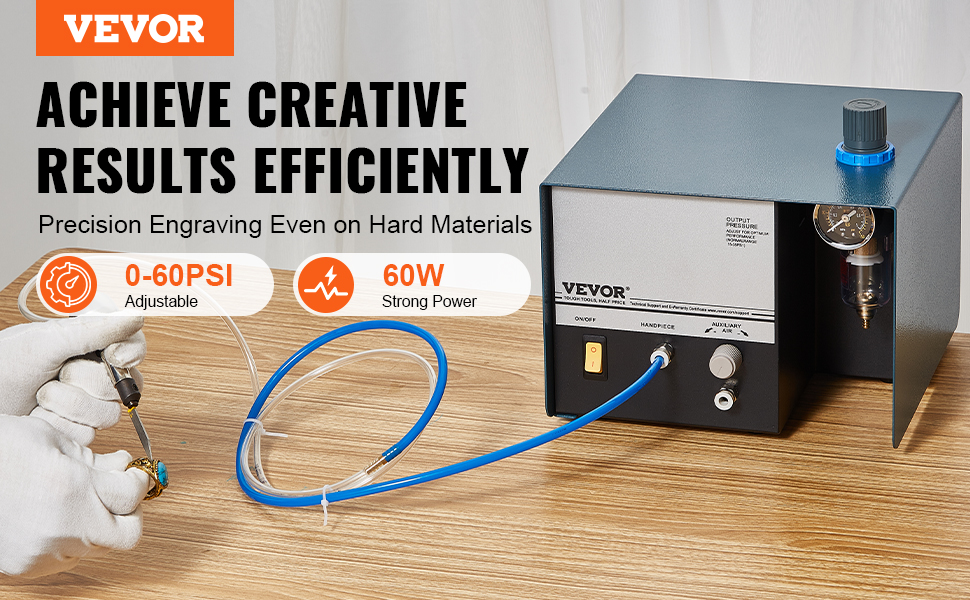 VEVOR Pneumatic Engraver 2800 RPM 80W Single Ended Pneumatic Engraving ...