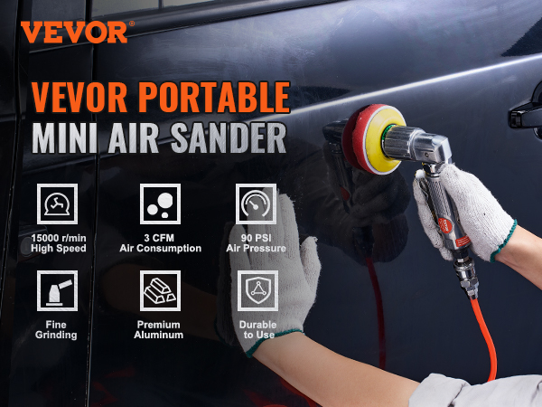 VEVOR 1/2/3 Inch Random Orbital Air Sander, High-Speed 15000RPM Mini ...