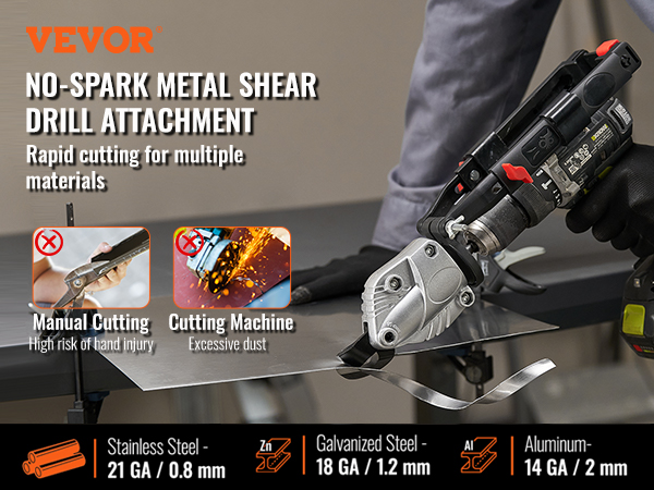 VEVOR Metal Cutter Drill Attachment, with Metal Shears Attachment, 360 ...