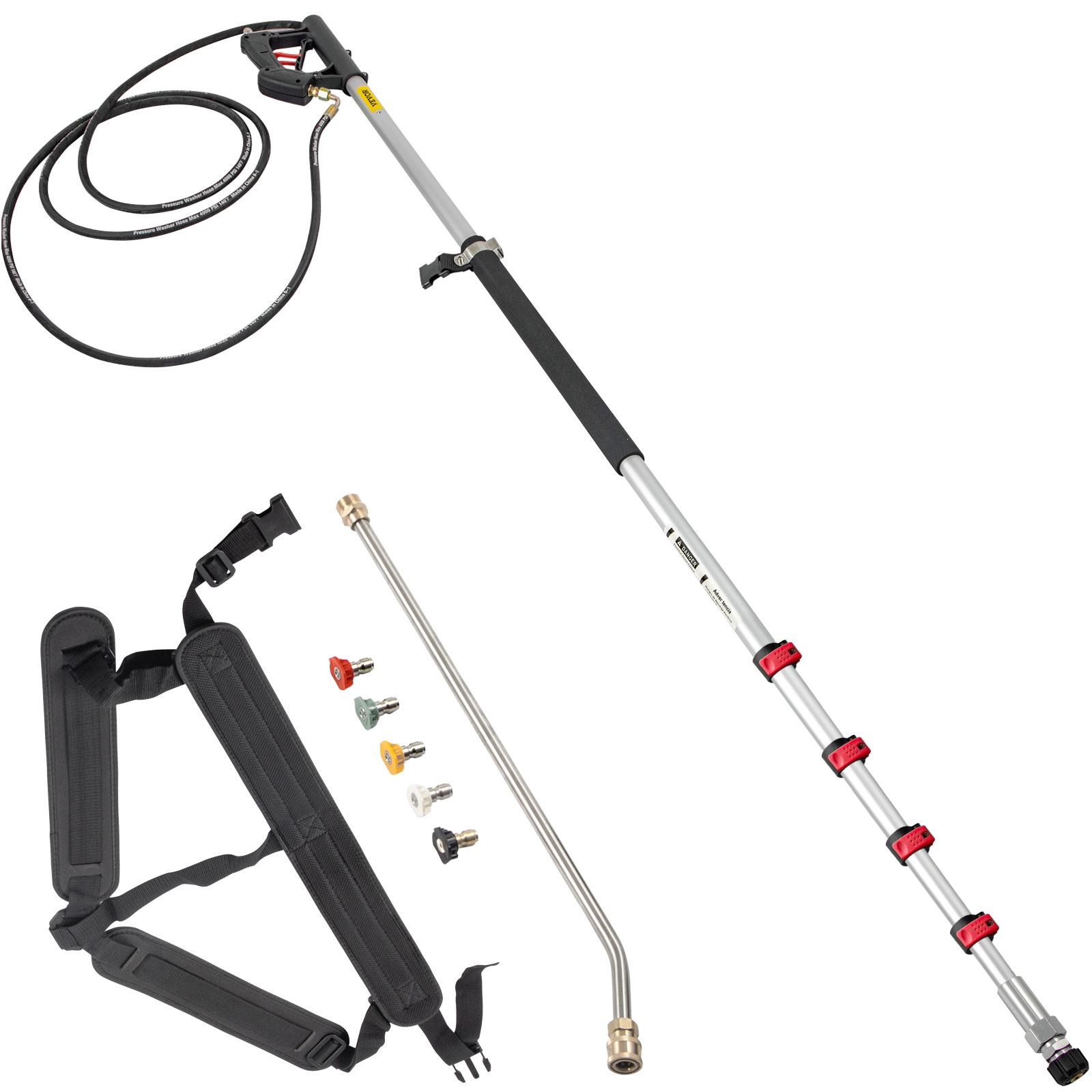 VEVOR Telescoping Pressure Washer Wand, 20 ft 5-Section Length ...