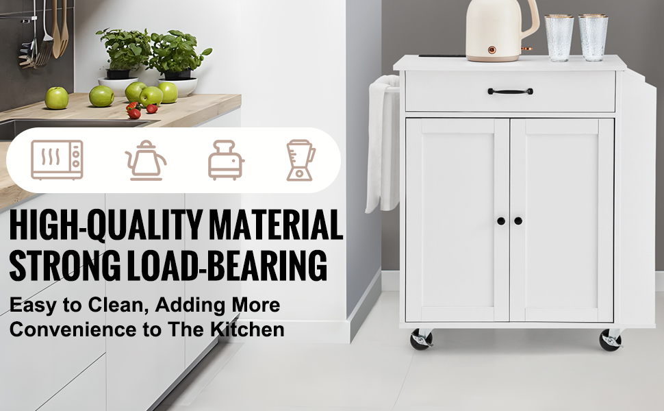 VEVOR Kitchen Island Cart Rolling Storage Cabinet on Wheel with ...