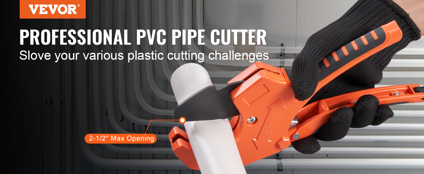 VEVOR PVC Pipe Cutter, 0-2-1/2" O.D. Ratcheting PVC Pipe Cutter, Heavy ...