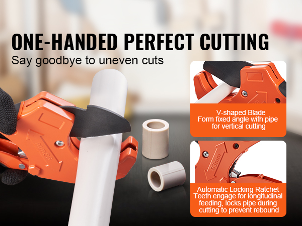 VEVOR PVC Pipe Cutter, 0-2-1/2" O.D. Ratcheting PVC Pipe Cutter, Heavy ...