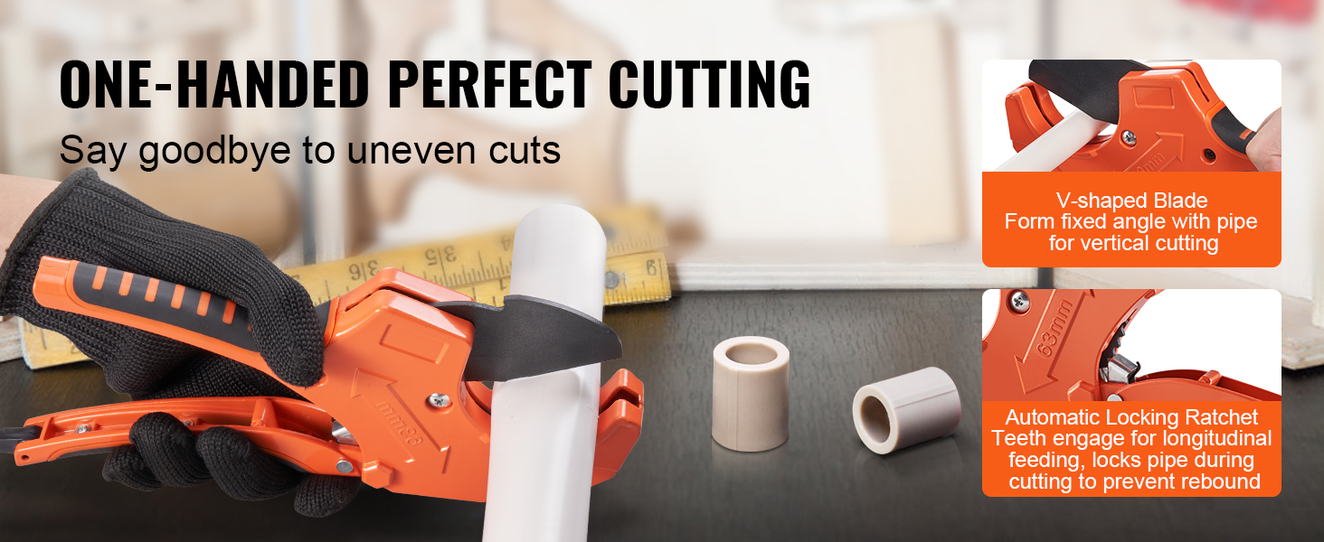 VEVOR PVC Pipe Cutter, 0-2-1/2" O.D. Ratcheting PVC Pipe Cutter, Heavy ...
