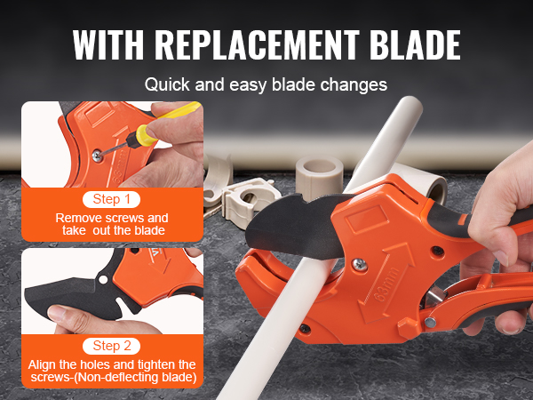 VEVOR PVC Pipe Cutter, 0-2-1/2" O.D. Ratcheting PVC Pipe Cutter, Heavy ...