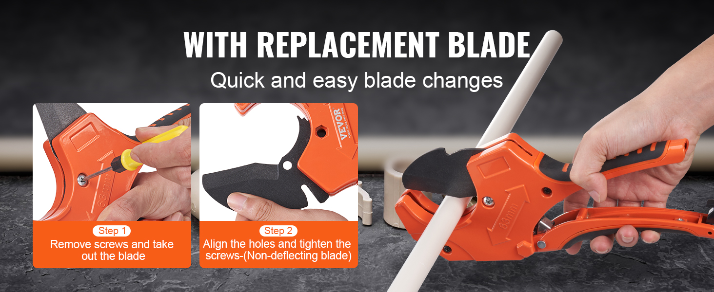 VEVOR PVC Pipe Cutter, 0-2-1/2" O.D. Ratcheting PVC Pipe Cutter, Heavy ...