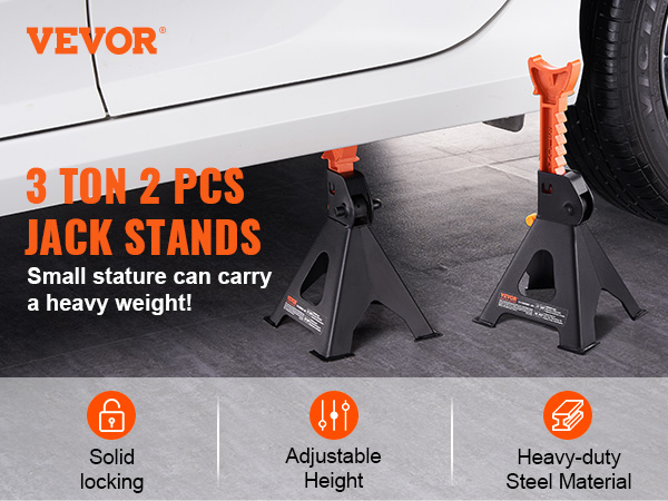 VEVOR Jack Stands, 3 Ton (6,000 lbs) Capacity Car Jack Stands, 10.8-16. ...