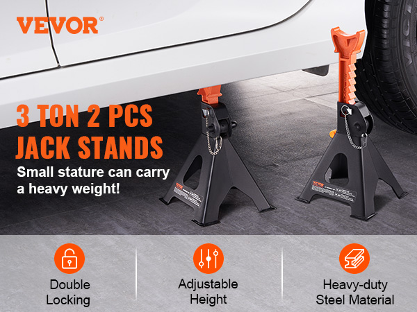 VEVOR Jack Stands, 3 Ton (6,000 lbs) Capacity Car Jack Stands Double ...