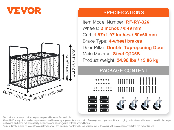 VEVOR Rolling Sports Ball Storage Cart, Lockable Basketball Cage with ...