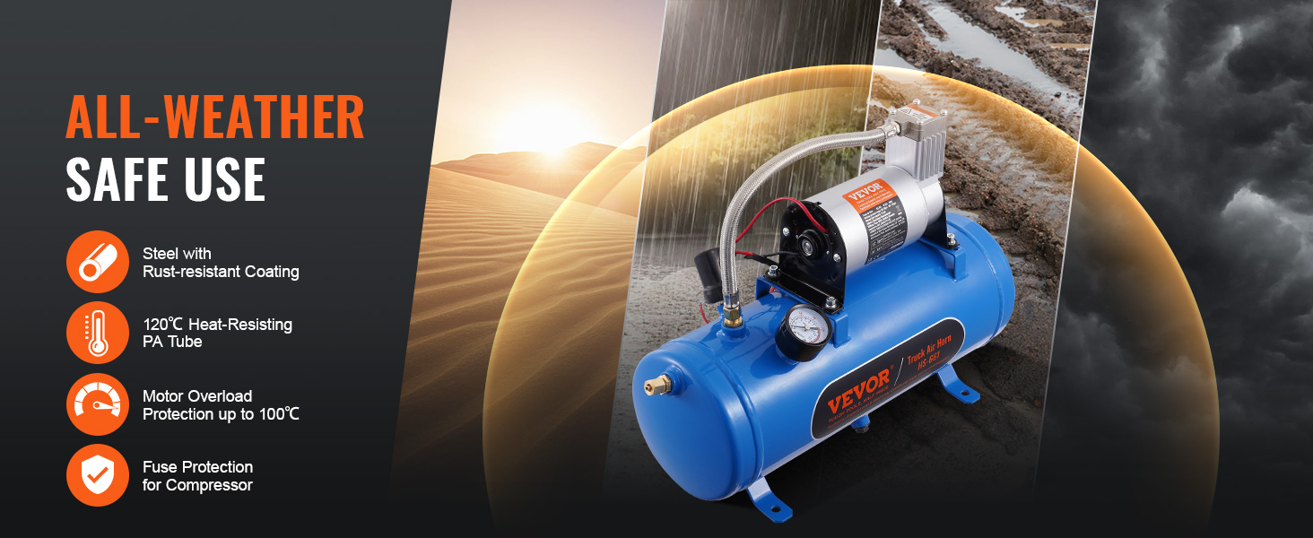 VEVOR 12V Air Compressor with Tank 1.6 Gallon/6 L, Train Horn Air ...
