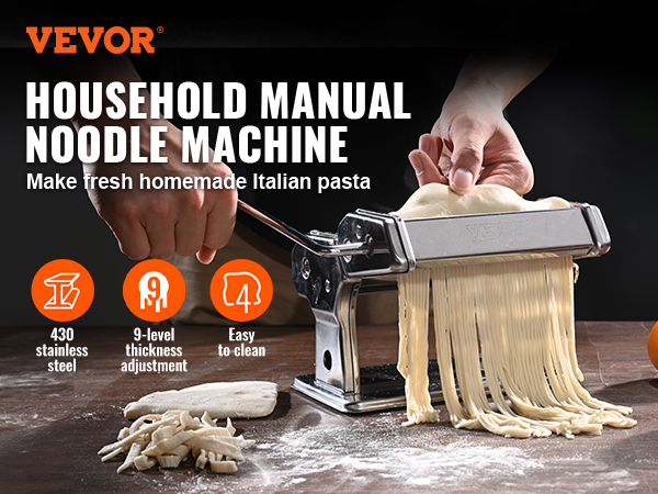 VEVOR Pasta Maker Machine, 9 Adjustable Thickness Settings Noodles ...