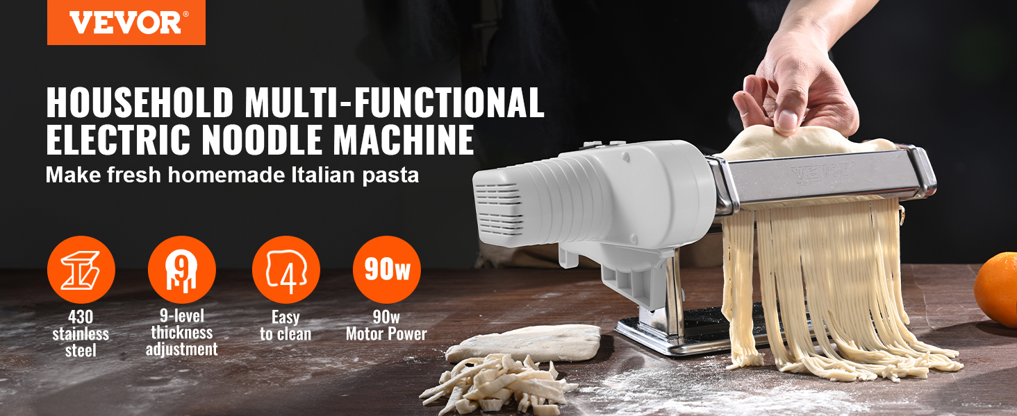 VEVOR Electric Pasta Maker Machine, 9 Adjustable Thickness Settings ...