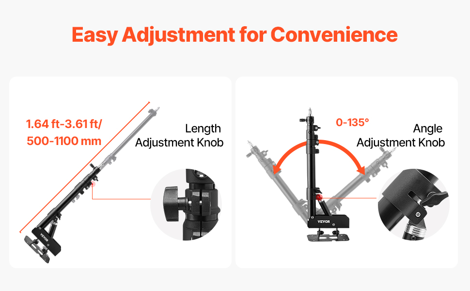Wall Mount Triangle Boom Arm Light Stand 39.37 in/100 cm Ring Light ...