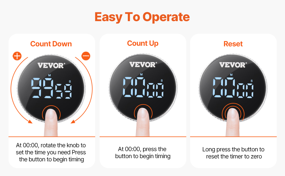 VEVOR Digital Kitchen Timer Magnetic Countdown Countup Timer & Large ...