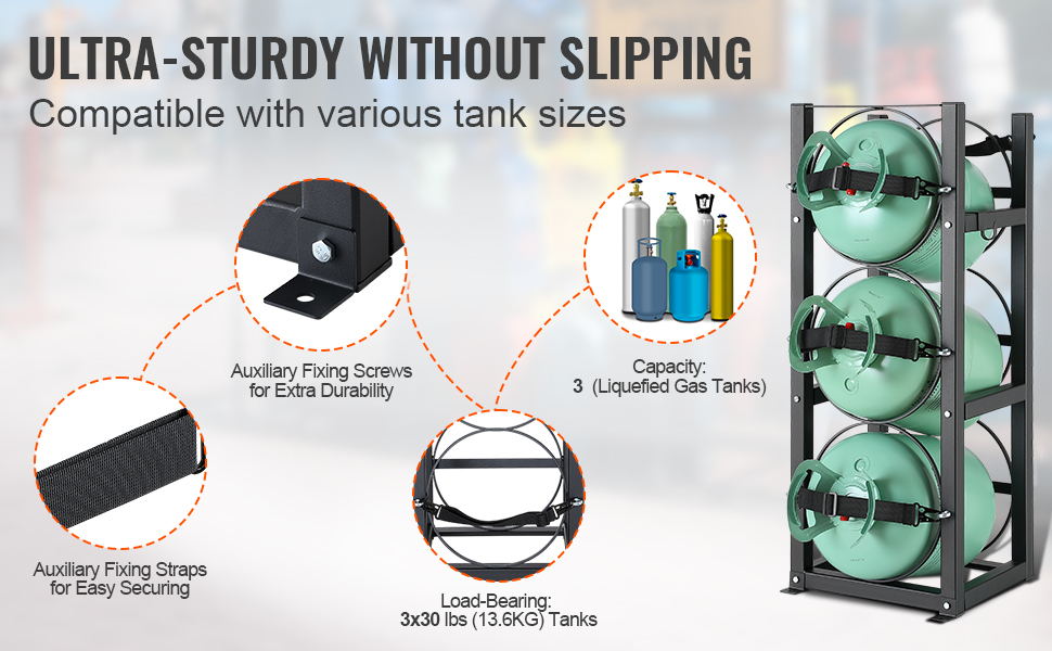 VEVOR Refrigerant Tank Rack, with 3 x 30lbs Bottle Tanks, Cylinder Tank ...