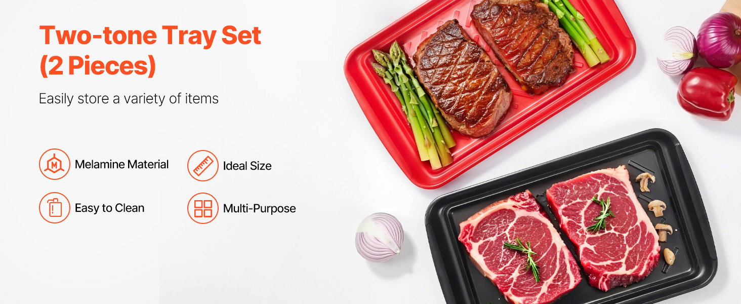 Plastic Serving Trays 17x10.35 Inch Anti-Slip Eating Food Trays 2-Pack ...