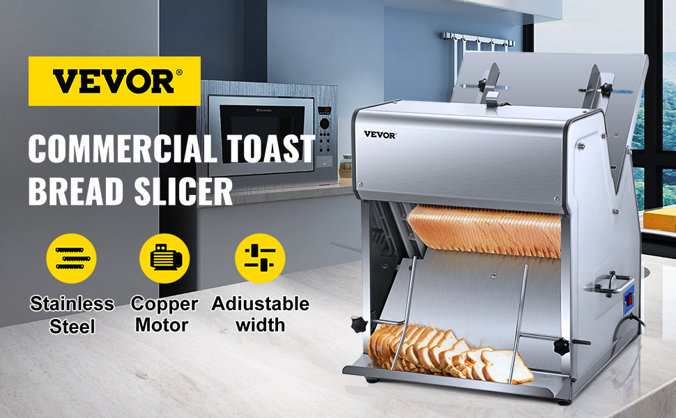 VEVOR Commercial Toast Bread Slicer, 12mm Thickness Electric Bread ...