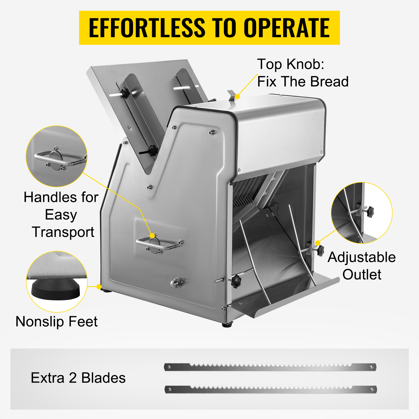 VEVOR Commercial Toast Bread Slicer, 12mm Thickness Electric Bread ...